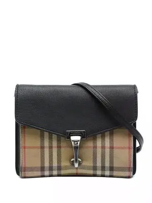 Burberry 2000-2017 Small Leather And House Check Canvas Derby Macken Crossbody Bag - Black