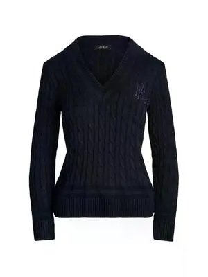 Ralph Lauren Cable-knit Logo-embroidered Sweater - Blue