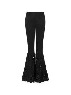 Moschino Broderie-anglaise Tiered-hem Trousers - Black