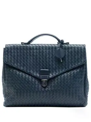 Bottega Veneta 2012-2026 Nappa Intrecciato Briefcase Business Bag - Blue