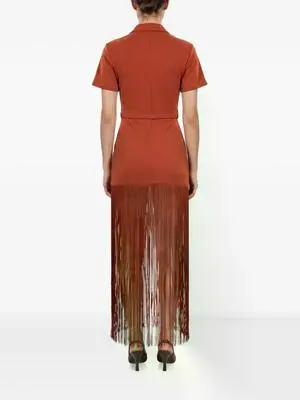ROWEN ROSE Fringed Belted Maxi Dress