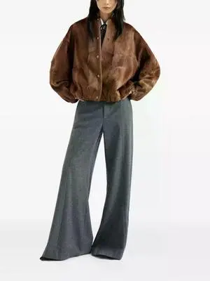 Brunello Cucinelli Cashmere Shearling Bomber Jacket With Monili