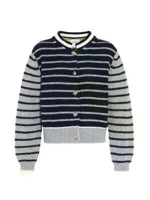 BARRIE Striped Chunky-knit Cardigan - Grey