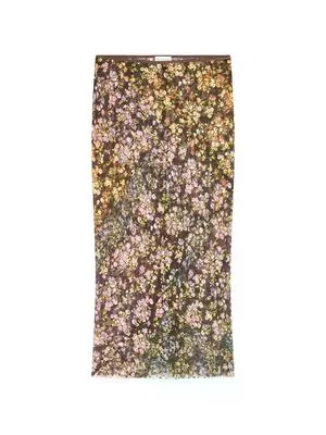 Dries Van Noten Jacquard Midi Skirt - Brown
