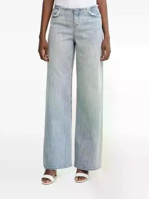 Armani Exchange Frayed-edge Wide-leg Jeans - Blue