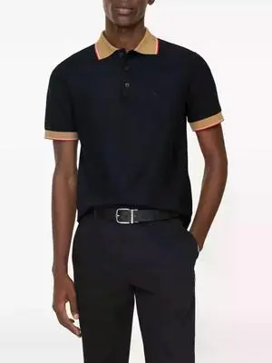 Burberry Logo Collar Cotton Polo Shirt - Blue