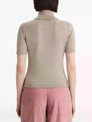 Oscar De La Renta Wool Turtleneck Short Sleeve Knit
