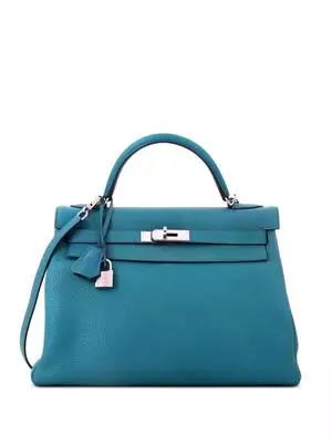 Hermès Togo Kelly 32 Satchel With Palladium Hardware - Blue