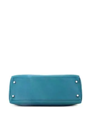 Hermès Togo Kelly 32 Satchel With Palladium Hardware - Blue