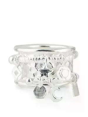 POISONED HEARTS Charm-detail Hammered-effect Ring