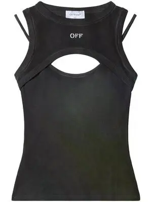 Off-White Cut-out Ribbed Tank Top - Grey