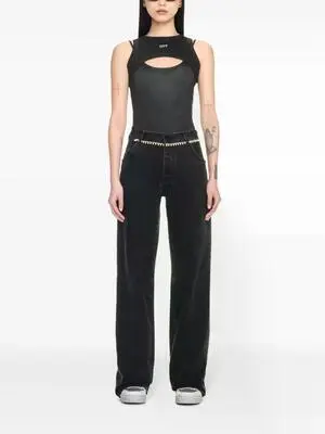 Off-White Cut-out Ribbed Tank Top