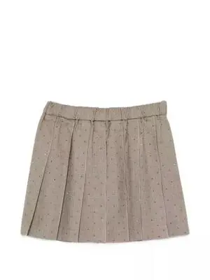 P.a.r.o.s.h Crystal-embellished Pleated Mini Skirt - Neutrals