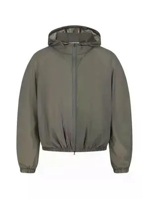 AMOMENTO Raglan-sleeve Hooded Jacket - Grey