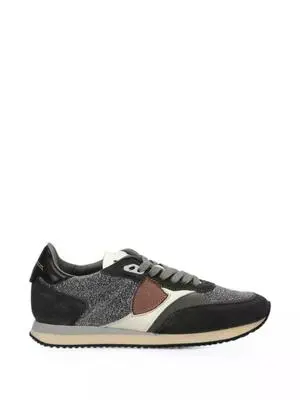 Philippe Model Blville Glitter-detail Leather Sneakers - Grey