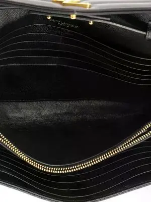 Saint Laurent Classic Monogram Wallet On Chain Matelasse Chevron Leather Medium Crossbody Bag - Black