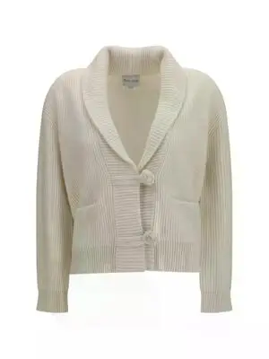 FORTE_FORTE Ribbed Shawl-collar Cardigan - Neutrals