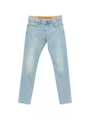 Emporio Armani Logo-plaque Slim-fit Jeans - Blue