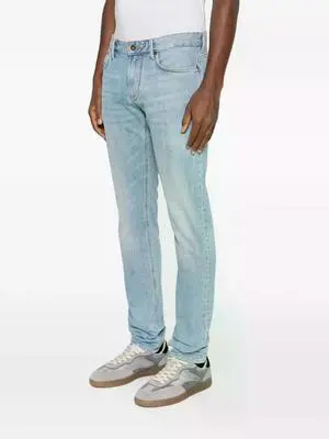 Emporio Armani Slim-fit Jeans With Logo Plaque - Blue