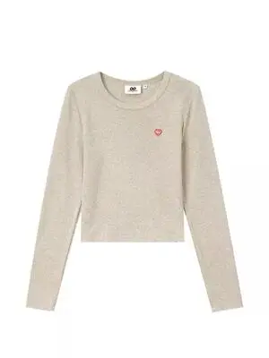 CHOCOOLATE Heart-patch Ribbed-knit Long-sleeved T-shirt - Neutrals