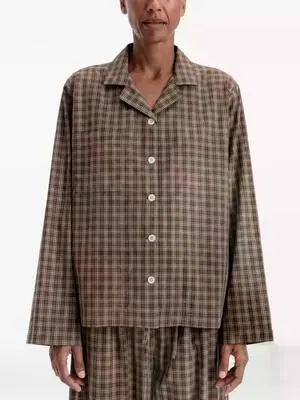 TEKLA Check-print Cotton Pajamas