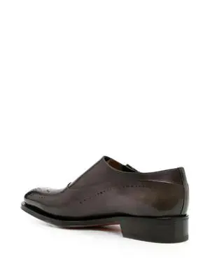 Santoni Brogue-detail Double-strap Monk Shoes