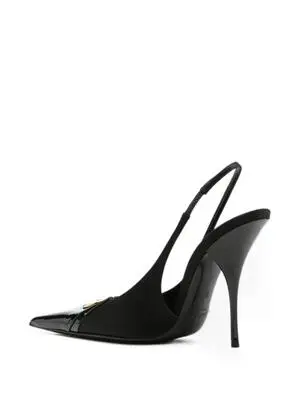 Saint Laurent Patent Leather And Satin Slingback Pumps