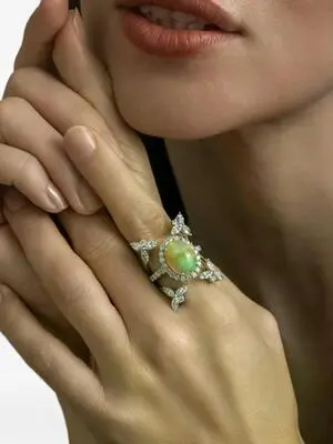 Yeprem Reign Supreme Opal And Diamond Ring - Silver