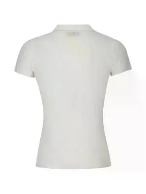 HAIKURE Cable-knit Short-sleeve Polo Top - White