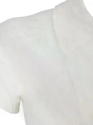 HAIKURE Cable-knit Short-sleeve Polo Top