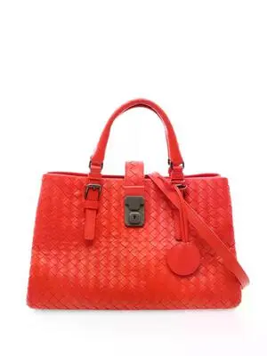 Bottega Veneta 2000-2015 Small Nappa Intrecciato Roma Satchel - Red