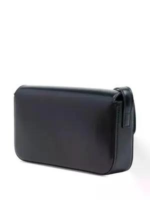 Celine 2021 Shiny Calfskin Triomphe Claude Shoulder Bag - Black
