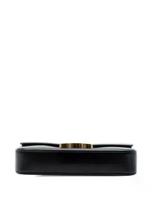Celine 2021 Shiny Calfskin Triomphe Claude Shoulder Bag - Black