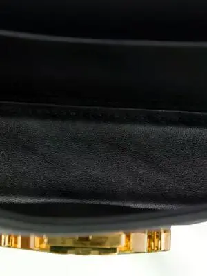 Celine 2021 Shiny Calfskin Triomphe Claude Shoulder Bag - Black