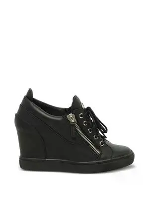 GIUSEPPE ZANOTTI Wedge-heel Zip-detail Sneakers - Black