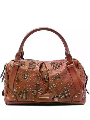 Burberry 2000-2017 Leather Heart Studded Boston Bag - Brown