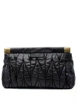 Miu Miu 2010-2026 Matelasse Nappa Frame Clutch Bag - Black