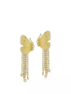 TANYA FARAH Medium Butterfly Wing Diamond Drop Earrings