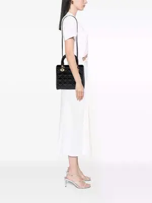 Dior 2012 Medium Patent Cannage Lady Satchel - Black