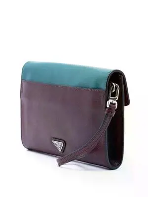 Prada 2000-2013 Bicolor Saffiano Envelope Push Lock Clutch Bag