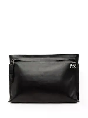 Loewe 2014 Leather Anagram T Clutch Bag - Black