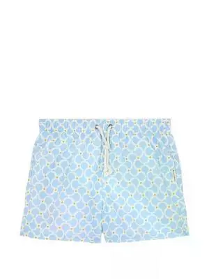 GASSA D AMANTE Nora Geometric-print Swim Shorts - Blue