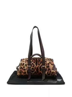 Dolce & Gabbana Leopard Print Calf Hair Satchel Bag