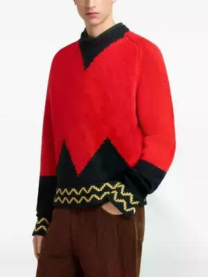 Marni Geometric Intarsia Knit Wool Sweater