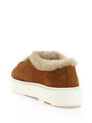 Santoni Cleanmount Shearling-trim Sneakers - Brown