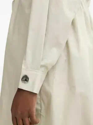 Armani Exchange Belted Long-sleeve Mini Shirt Dress - Neutrals