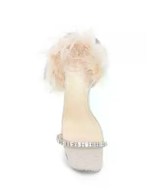 TWENTY FOURHAITCH Feather-trim Crystal-embellished Sandals