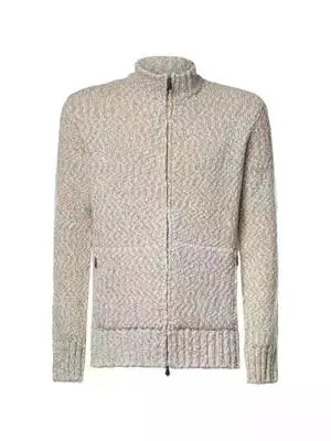 Eleventy Zip-up Chunky-knit Sweater - Neutrals