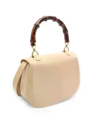 Gucci 20th Century Calfskin Bamboo Night Satchel With Shoulder Strap - Neutrals