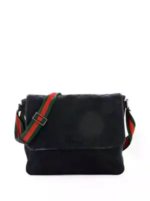 Gucci Web Strap Flap Messenger Gg Canvas Medium Crossbody Bag
